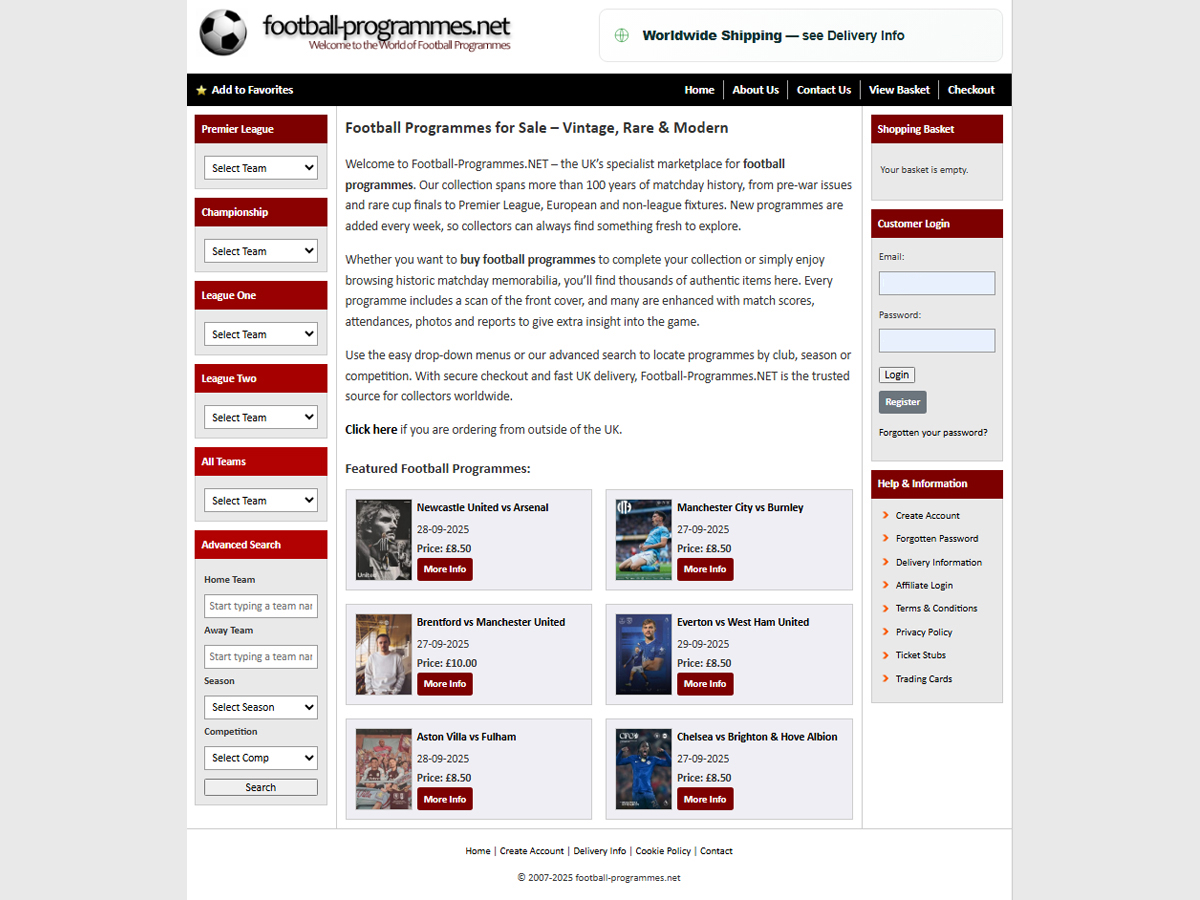 Football Programmes for Sale | Modern, Vintage & Rare Programmes ...